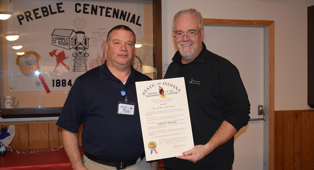 Stimpson receives Sagamore of the Wabash | The Berne Witness